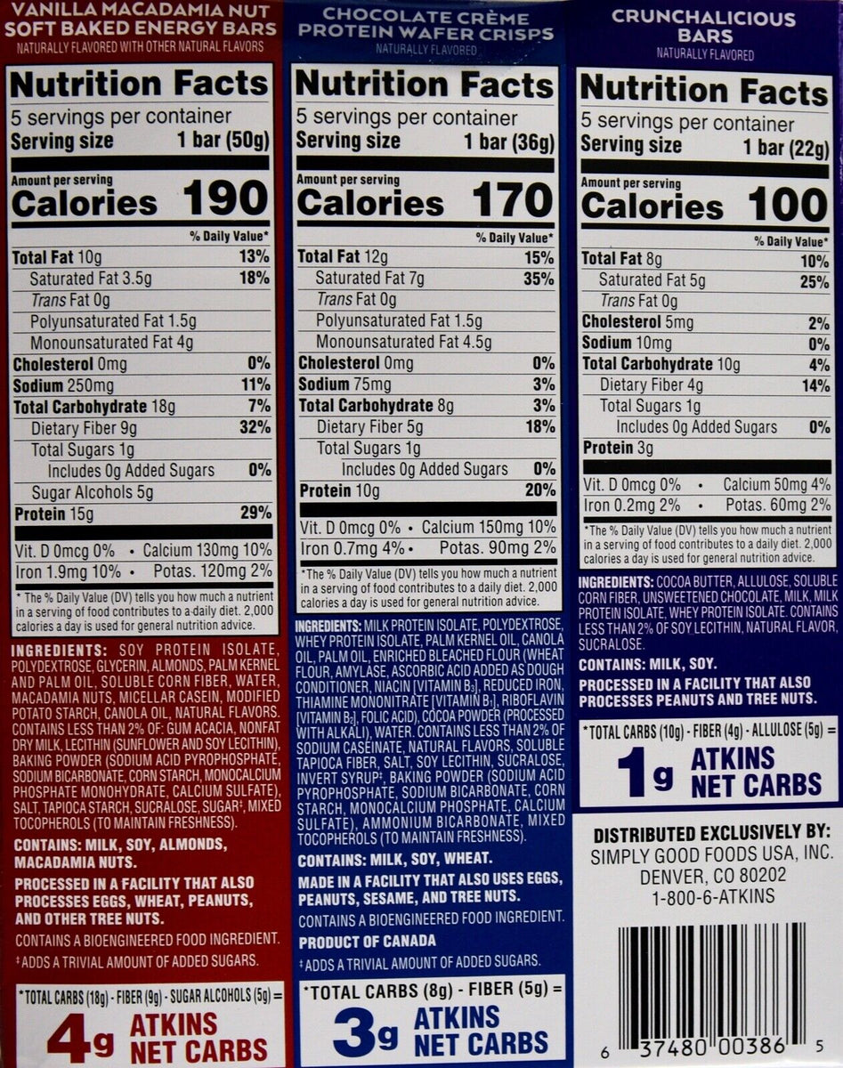 Atkins Balanced Lifestyle Meal Bars Anytime Snacks Treats Variety Pack ...